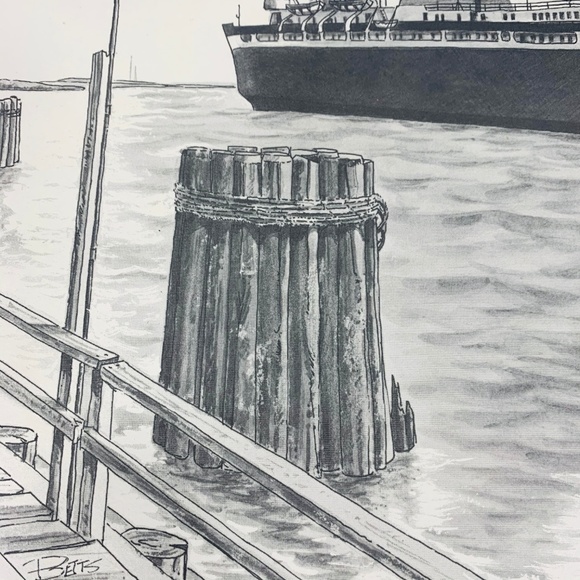 Vintage | Wall Decor | 5s Seashore Nautical Shipyard Ship Print | Poshmark